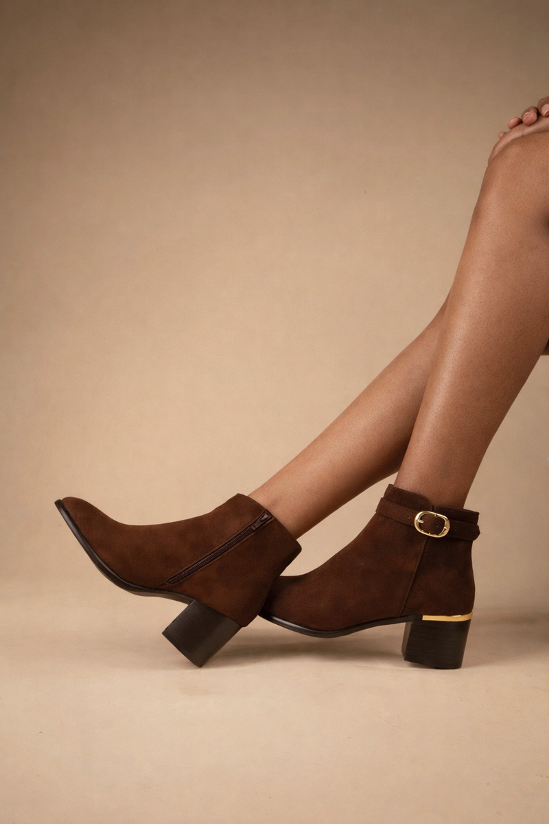 Amber Premium Suede Ankle Zip Winter Boots